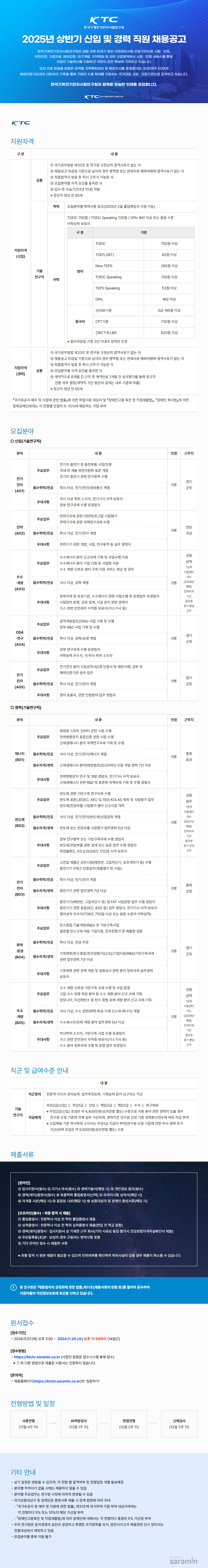 KTC 2025년 상반기 신입 및 경력 직원 채용공고